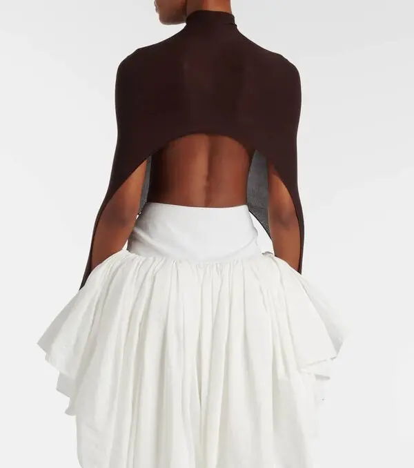 Alaïa Open-back Silk-blend Turtleneck Top - Brown