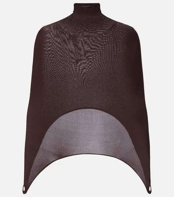 Alaïa Open-back Silk-blend Turtleneck Top - Brown
