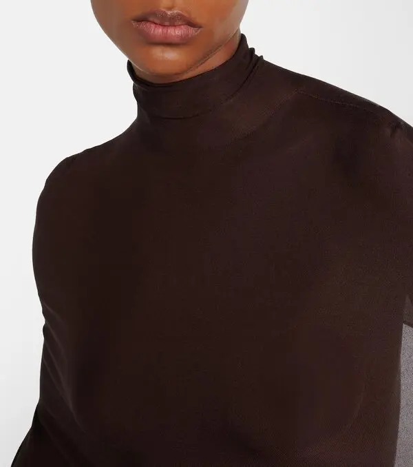 Alaïa Open-back Silk-blend Turtleneck Top - Brown
