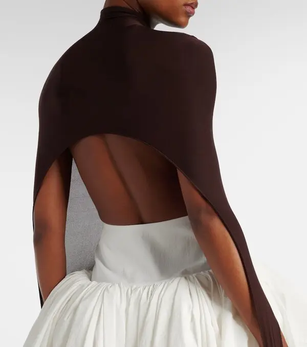 Alaïa Open-back Silk-blend Turtleneck Top - Brown