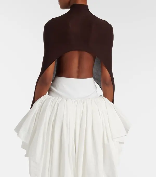 Alaïa Open-back Silk-blend Turtleneck Top - Brown