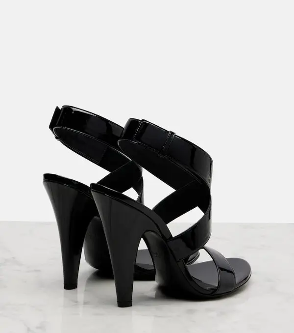Alaïa Cone Patent Leather Sandals - Black