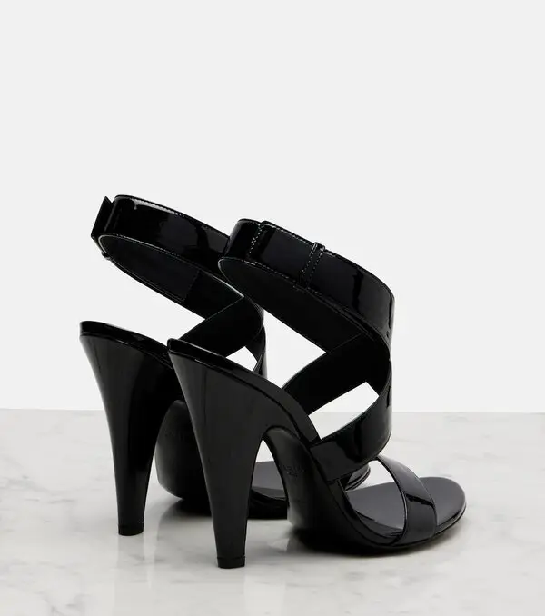 Alaïa Cone Patent Leather Sandals - Black
