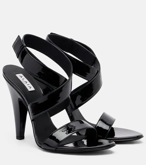 Alaïa Cone Patent Leather Sandals - Black