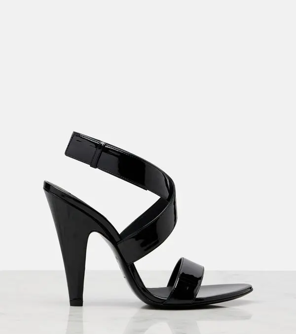 Alaïa Cone Patent Leather Sandals - Black