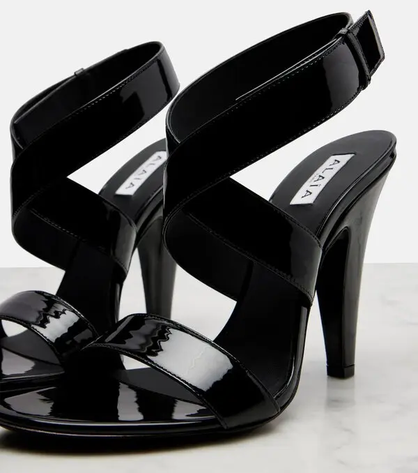 Alaïa Cone Patent Leather Sandals - Black
