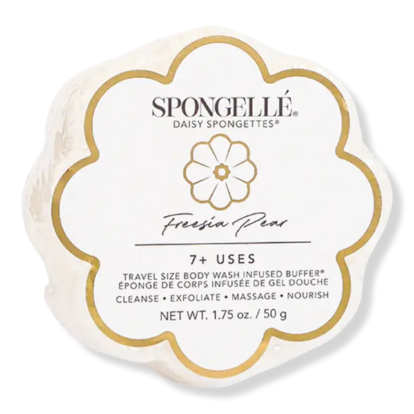 SPONGELLE Freesia Pear Daisy Spongette | Travel Body Wash Infused Buffer - One-color