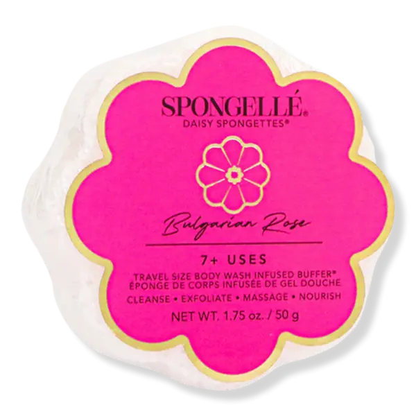 SPONGELLE Bulgarian Rose Daisy Spongette | Travel Body Wash Infused Buffer - One-color