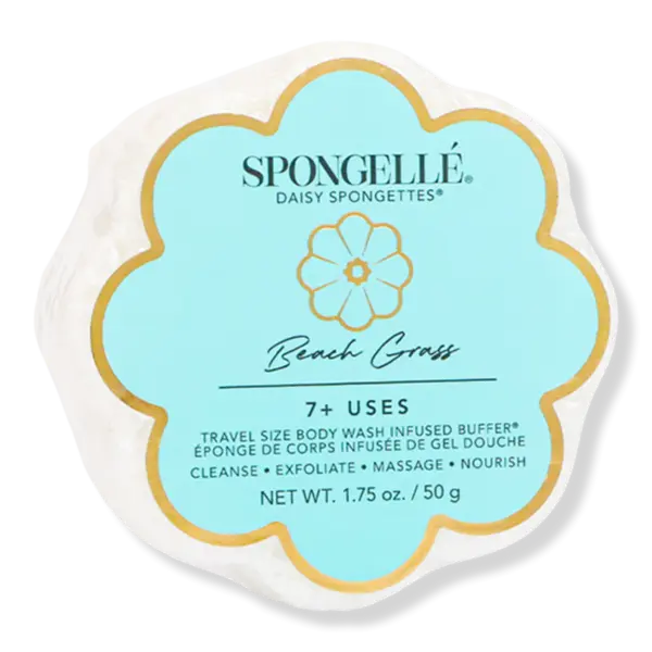 SPONGELLE Beach Grass Daisy Spongette | Travel Body Wash Infused Buffer - One-color