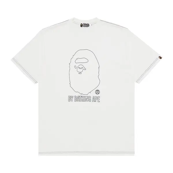 A BATHING APE Exclusive Contrast Stitching Relaxed Fit Tee - White