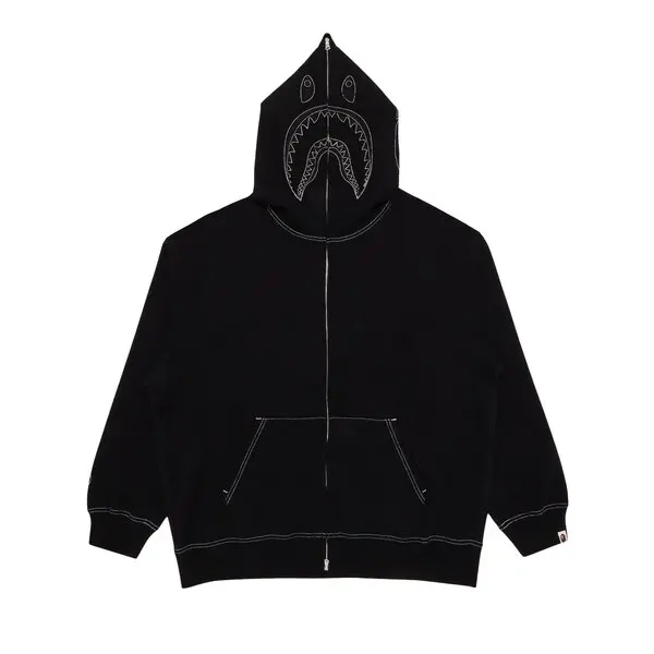 A BATHING APE Relaxed Fit Full-zip Shark Hoodie - Black