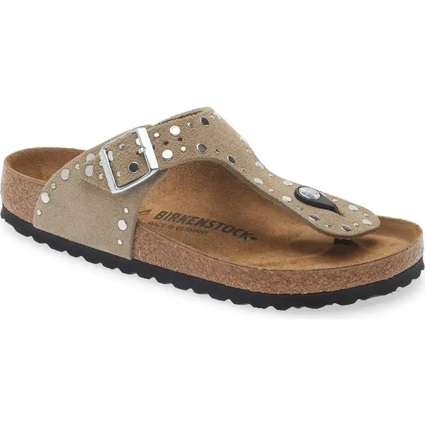BIRKENSTOCK Gizeh Rivets Sandal - Taupe Suede