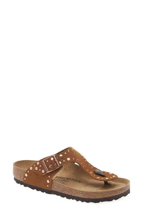 BIRKENSTOCK Gizeh Rivets Sandal - Mink Suede