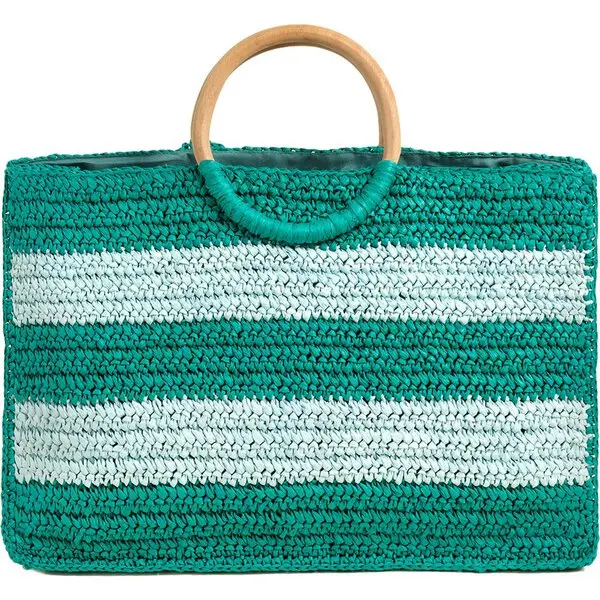 ZSA ZSA ZSU Delhi Raffia Tote Bag 17x11 - Blue-green