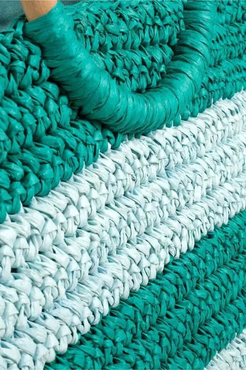 ZSA ZSA ZSU Delhi Raffia Tote Bag 17x11 - Blue-green