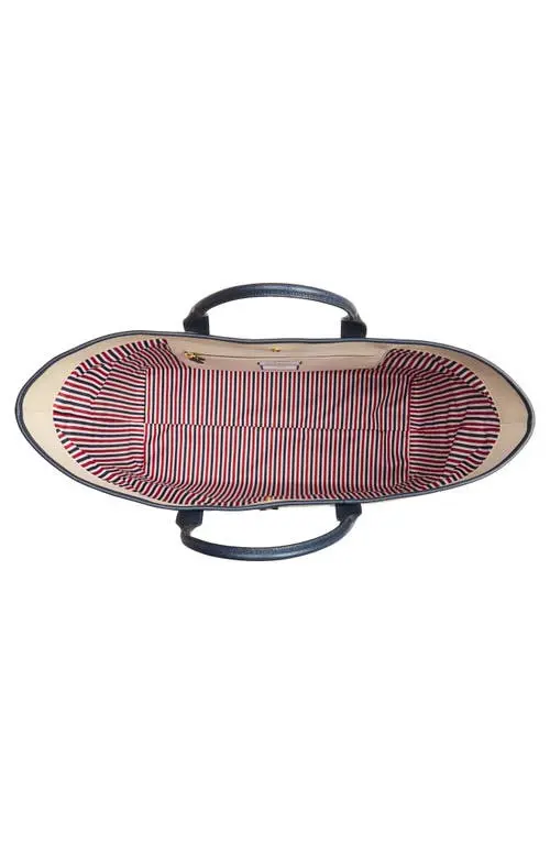 Thom Browne Canvas And Leather Tool Tote - Navy