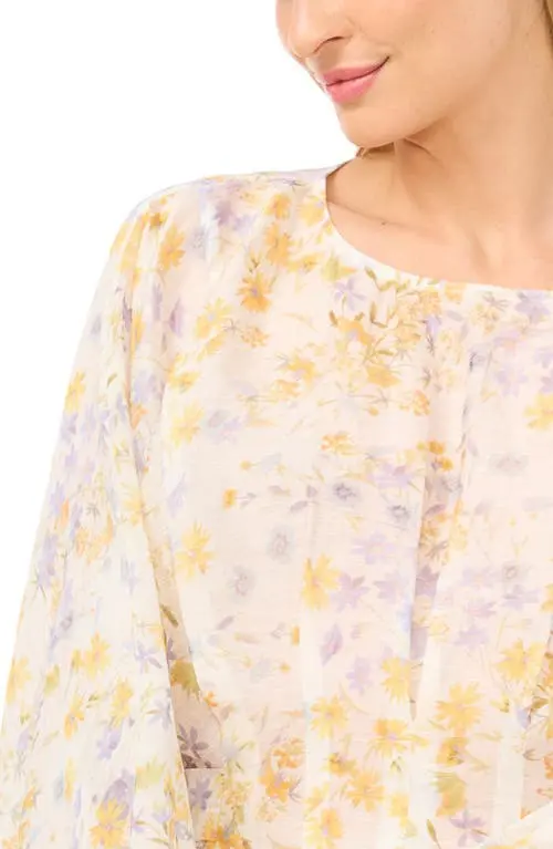 Halogen Ditsy Daisy Print Pleat Waist Top