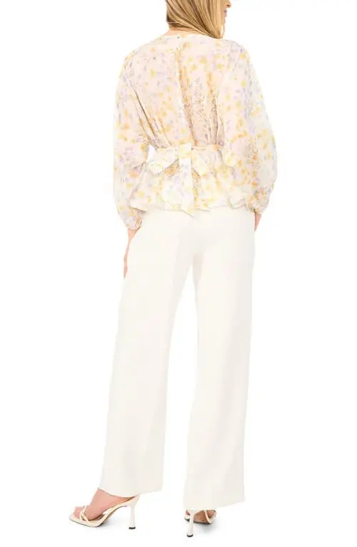 Halogen Ditsy Daisy Print Pleat Waist Top