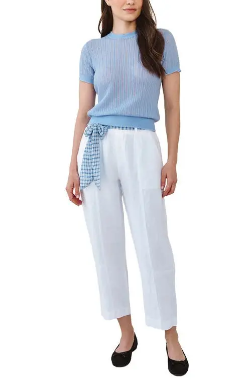 Bella Dahl Pointelle Short Sleeve Sweater - Soft Blue