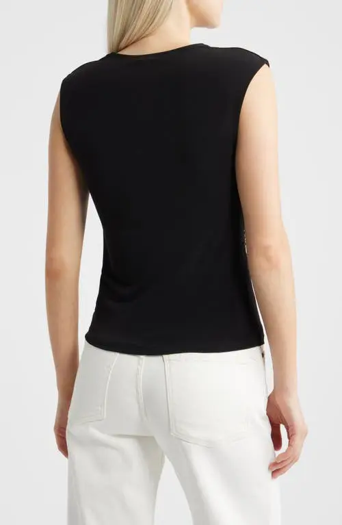 Mango Lace Panel Ruched Top
