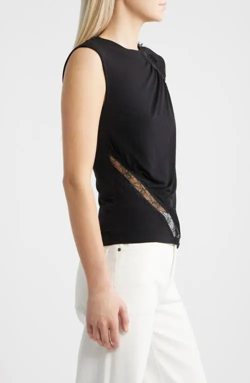 Mango Lace Panel Ruched Top