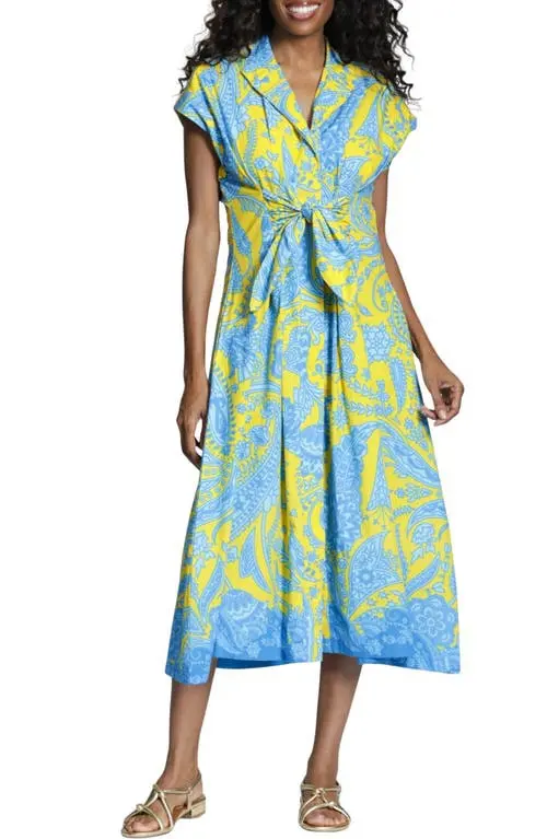 APNY Paisley Print Tie-front A-line Dress - Yellow Multi