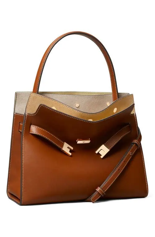Tory Burch Small Lee Radziwill Leather Double Bag - Aged Tan