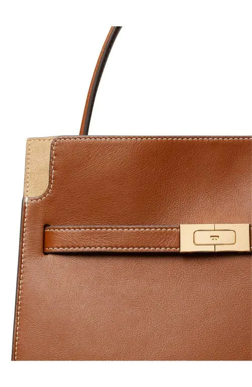 Tory Burch Small Lee Radziwill Leather Double Bag - Aged Tan