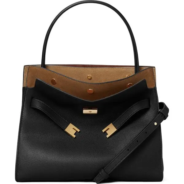 Tory Burch Small Lee Radziwill Leather Double Bag - Black