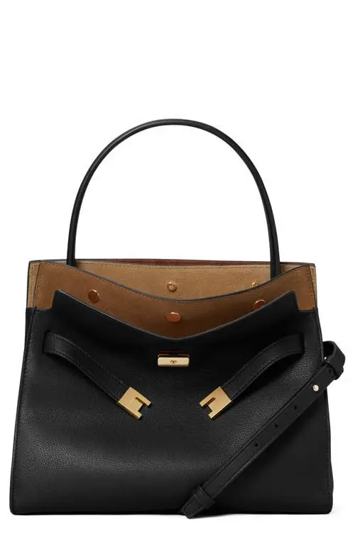 Tory Burch Small Lee Radziwill Leather Double Bag - Black