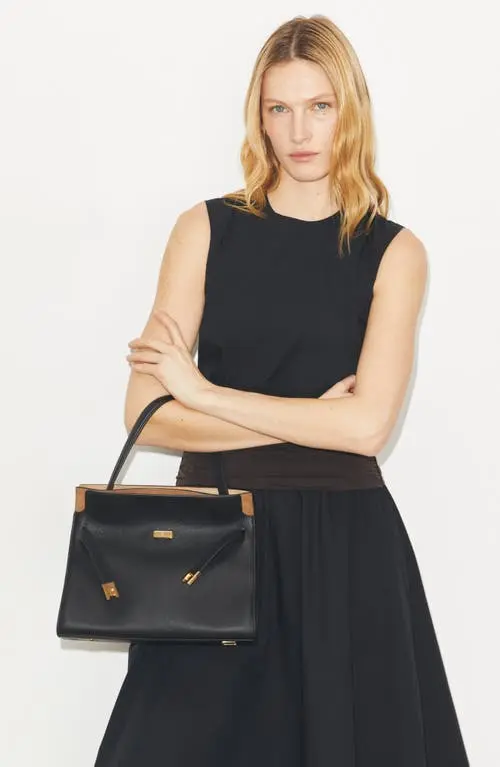 Tory Burch Small Lee Radziwill Leather Double Bag - Black