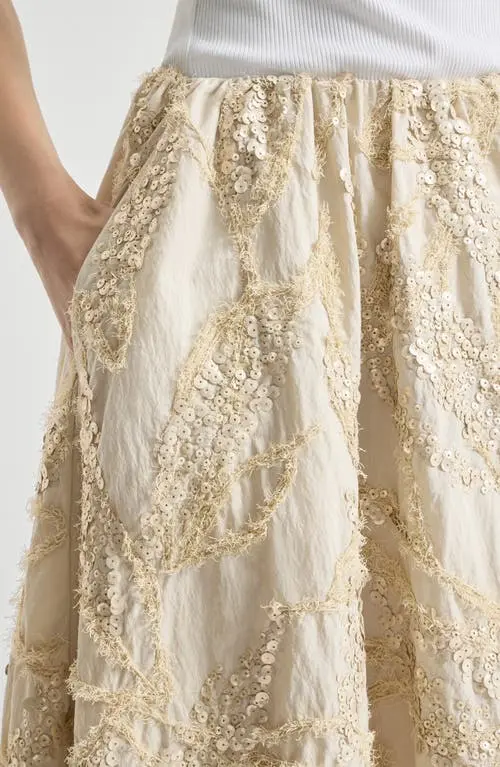 Brunello Cucinelli Embroidered Cotton Poplin Skirt - Sand