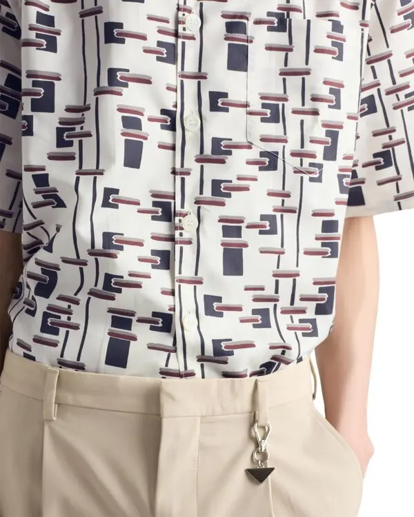 Prada Printed Cotton Blend Shirt - Neutral