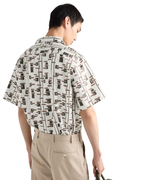 Prada Printed Cotton Blend Shirt - Neutral