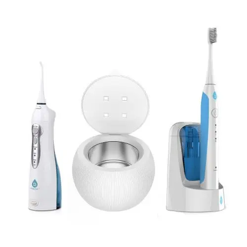 PURSONIC Complete Oral Care Bundleuv Sonic Toothbrush W 12 Brush Heads - White