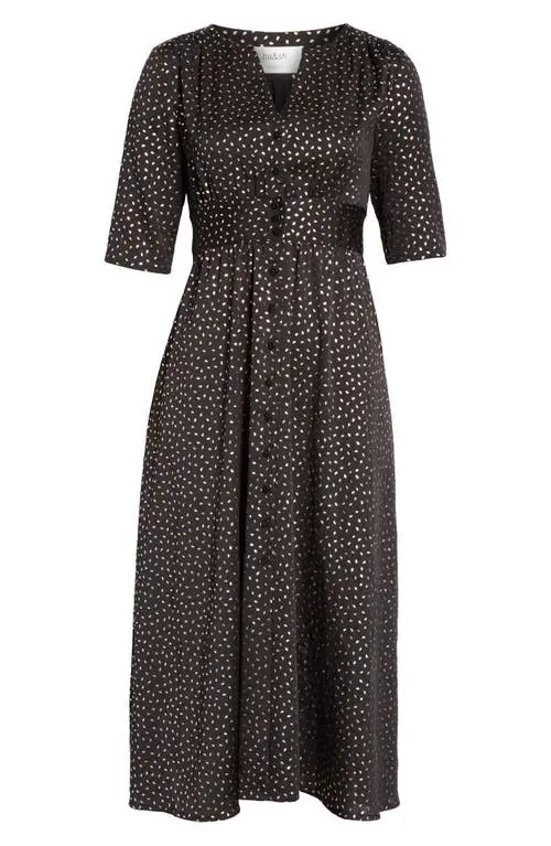 Ba&sh Foil Print Midi Dress