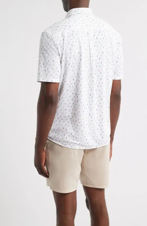 Johnnie-o Shortboard Knit Short Sleeve Button-up Shirt - White