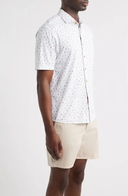 Johnnie-o Shortboard Knit Short Sleeve Button-up Shirt - White