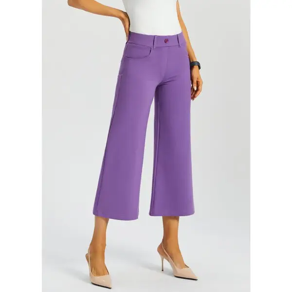 Betabrand 7-pocket Dpyp™ Crop Wide Leg Pants - Grape