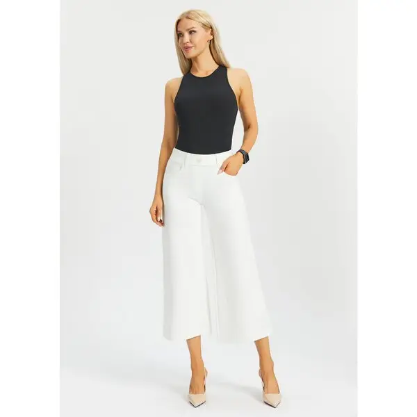 Betabrand 7-pocket Dpyp™ Crop Wide Leg Pants - Star White
