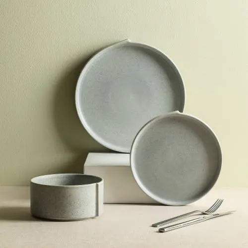 STONE + LAIN Bao Stoneware 12-piece Dinnerware Set - Blue-grey