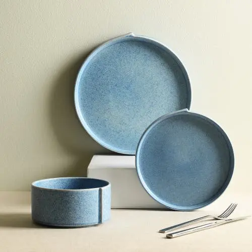 STONE + LAIN Bao Stoneware 12-piece Dinnerware Set - Blue