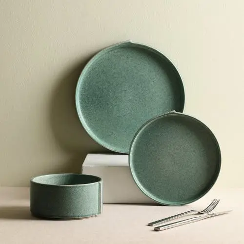 STONE + LAIN Bao Stoneware 12-piece Dinnerware Set - Green