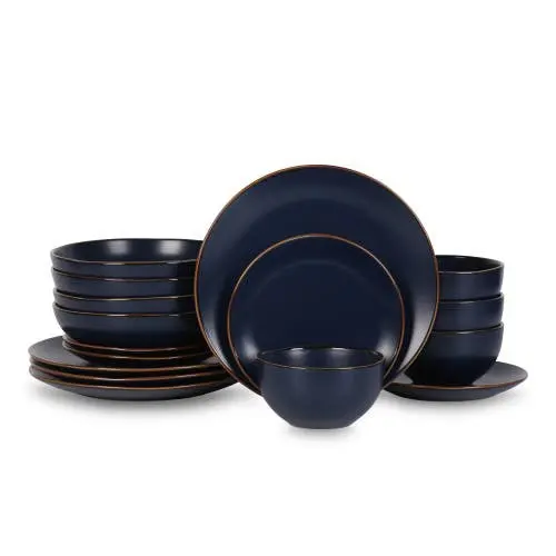 STONE + LAIN Brasa Stoneware 16-piece Dinnerware Set - Blue