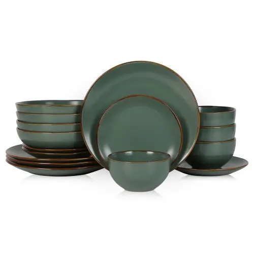 STONE + LAIN Brasa Stoneware 16-piece Dinnerware Set - Green