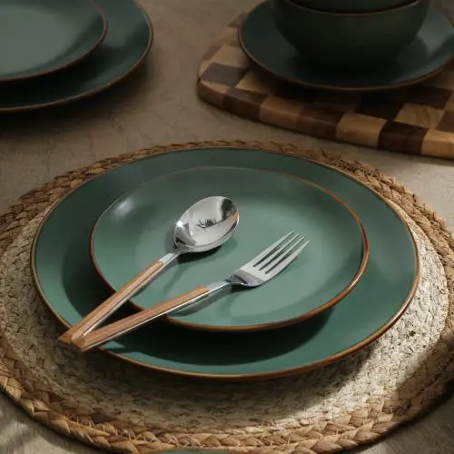 STONE + LAIN Brasa Stoneware 16-piece Dinnerware Set - Green