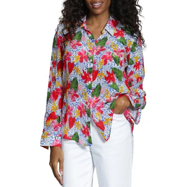 APNY Floral Print Woven Shirt - Pink Multi