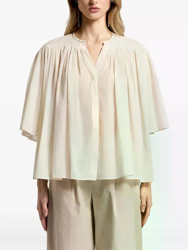Peserico Gathered V-neck Blouse