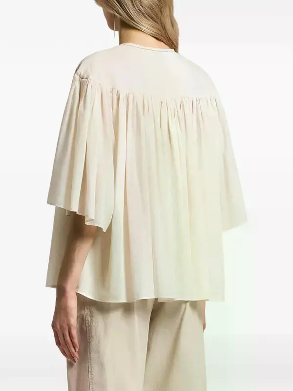 Peserico Gathered V-neck Blouse