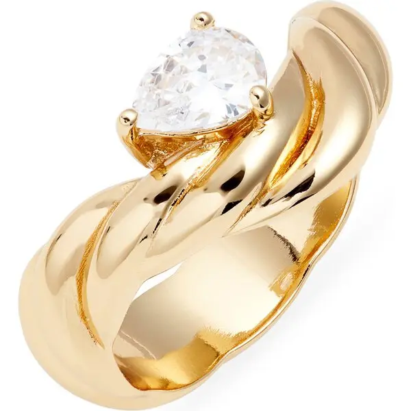 Nordstrom Pear Cubic Zirconia Twisted Ring - Clear- Gold